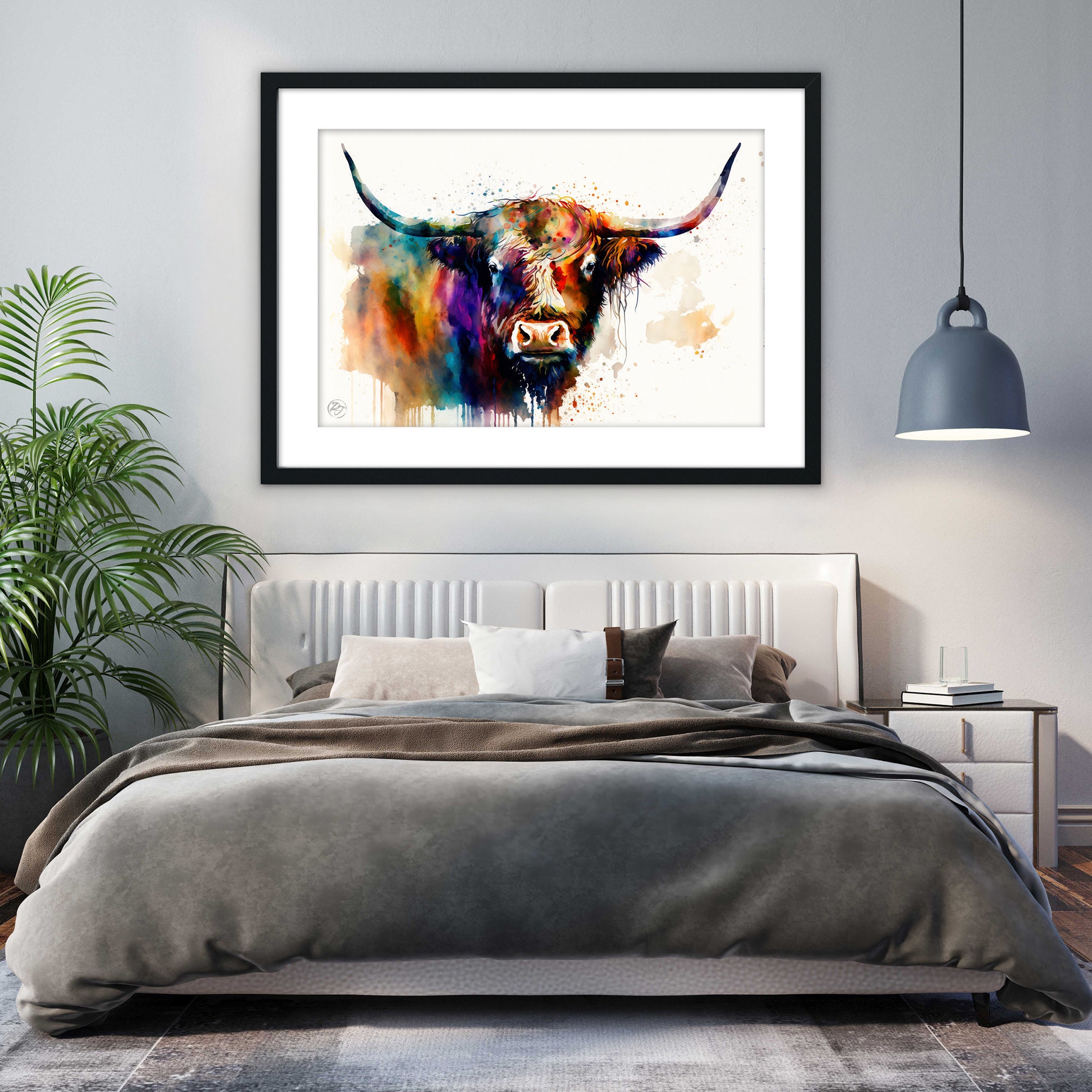 Highland Cow Portrait: Watercolor Highland Cattle Art Giclee - Etsy
