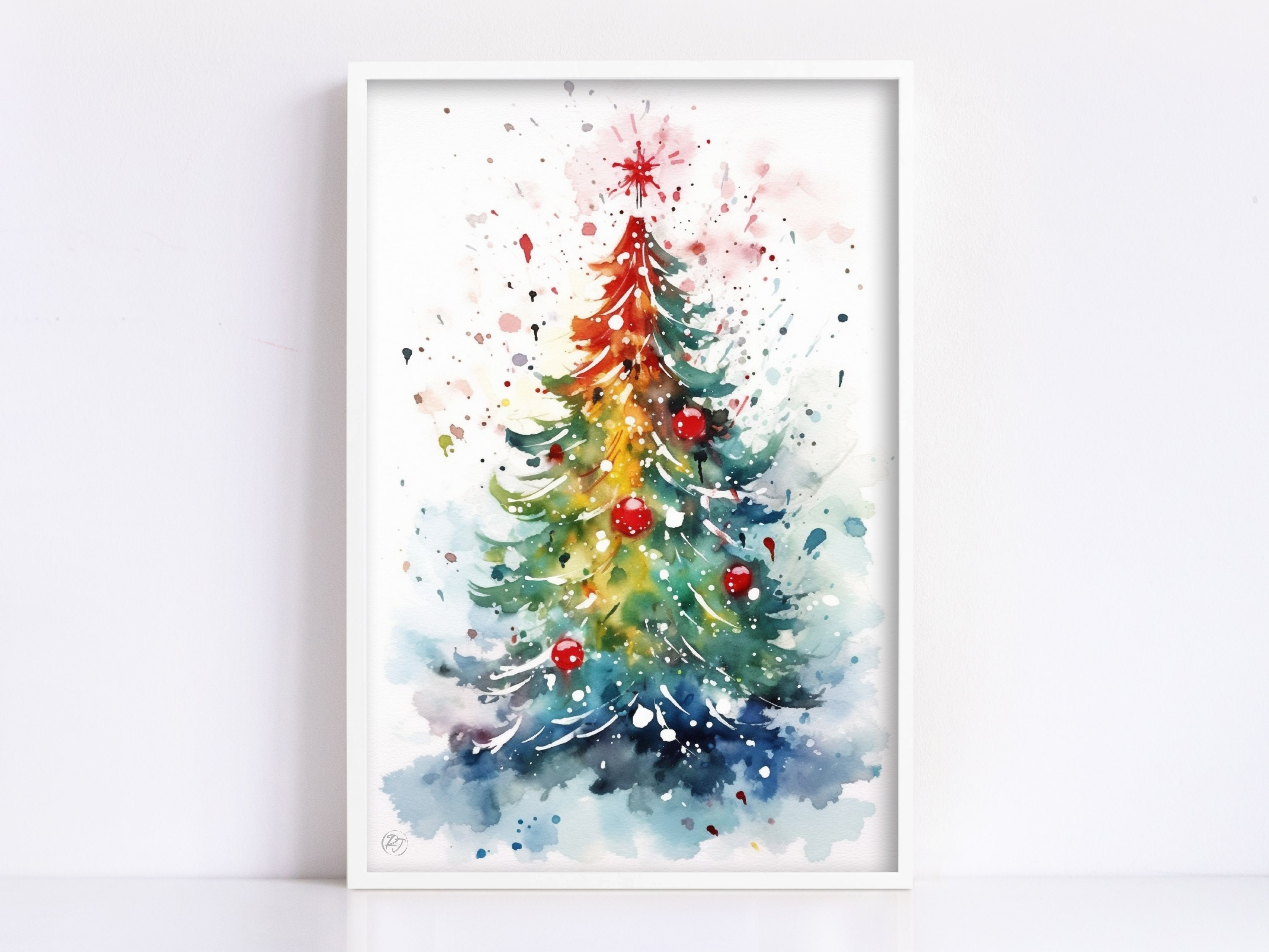 Watercolor Christmas Tree Festive Holiday Wall Art Giclee - Etsy