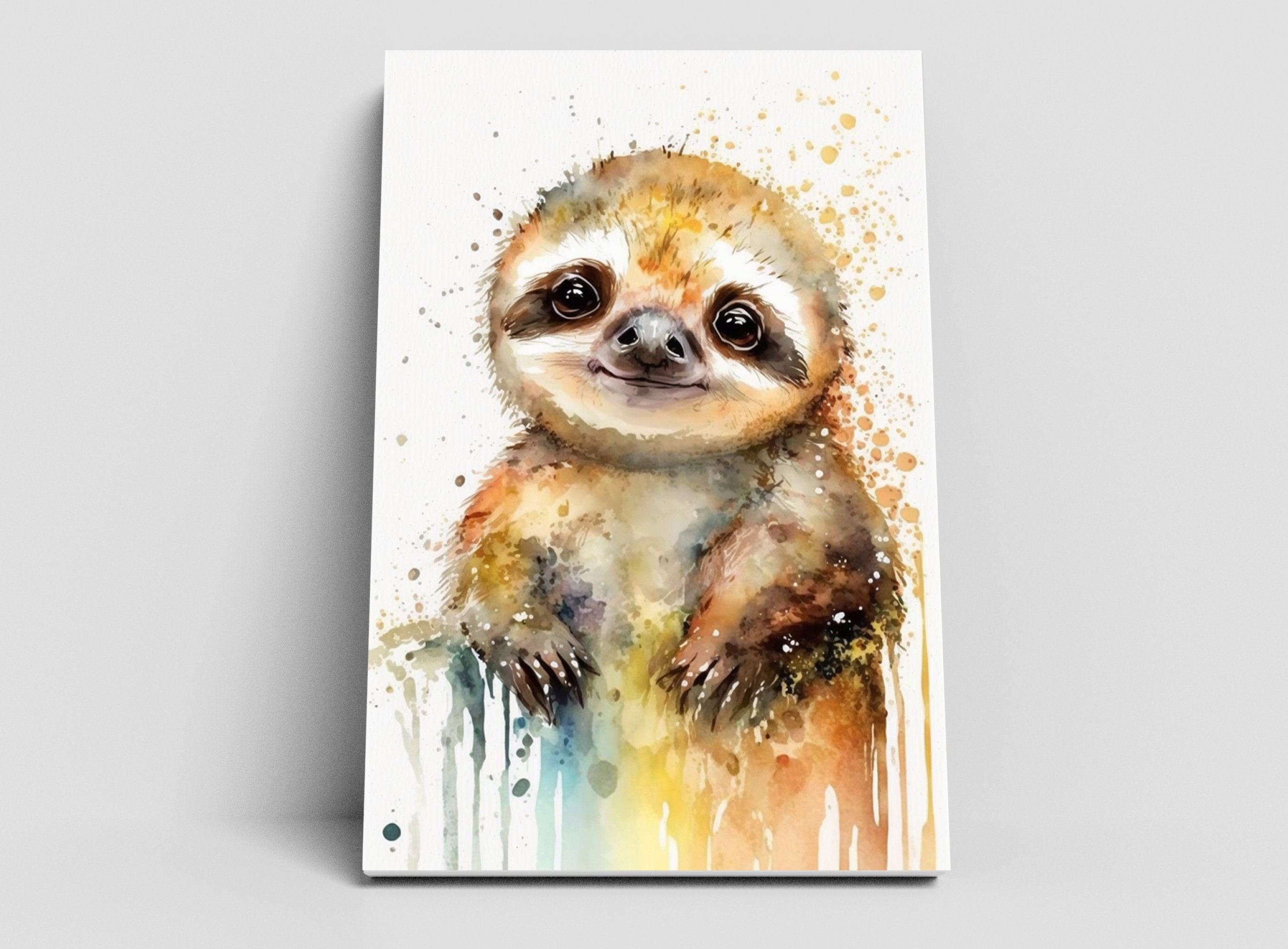 Wildlife Serenity: Sloth Watercolor Painting Giclee Print on - Etsy