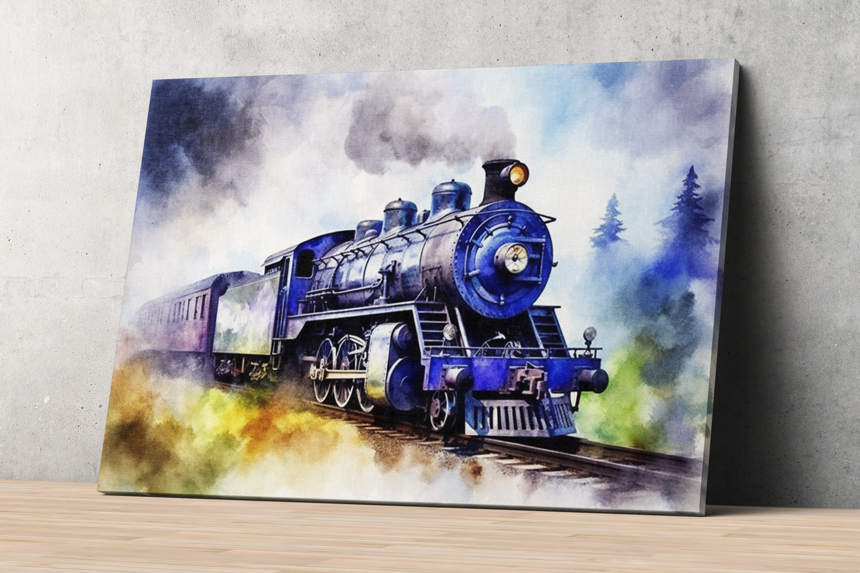 Railroad Beauty: Watercolor Train Art Print, Giclee Print on Canvas ...