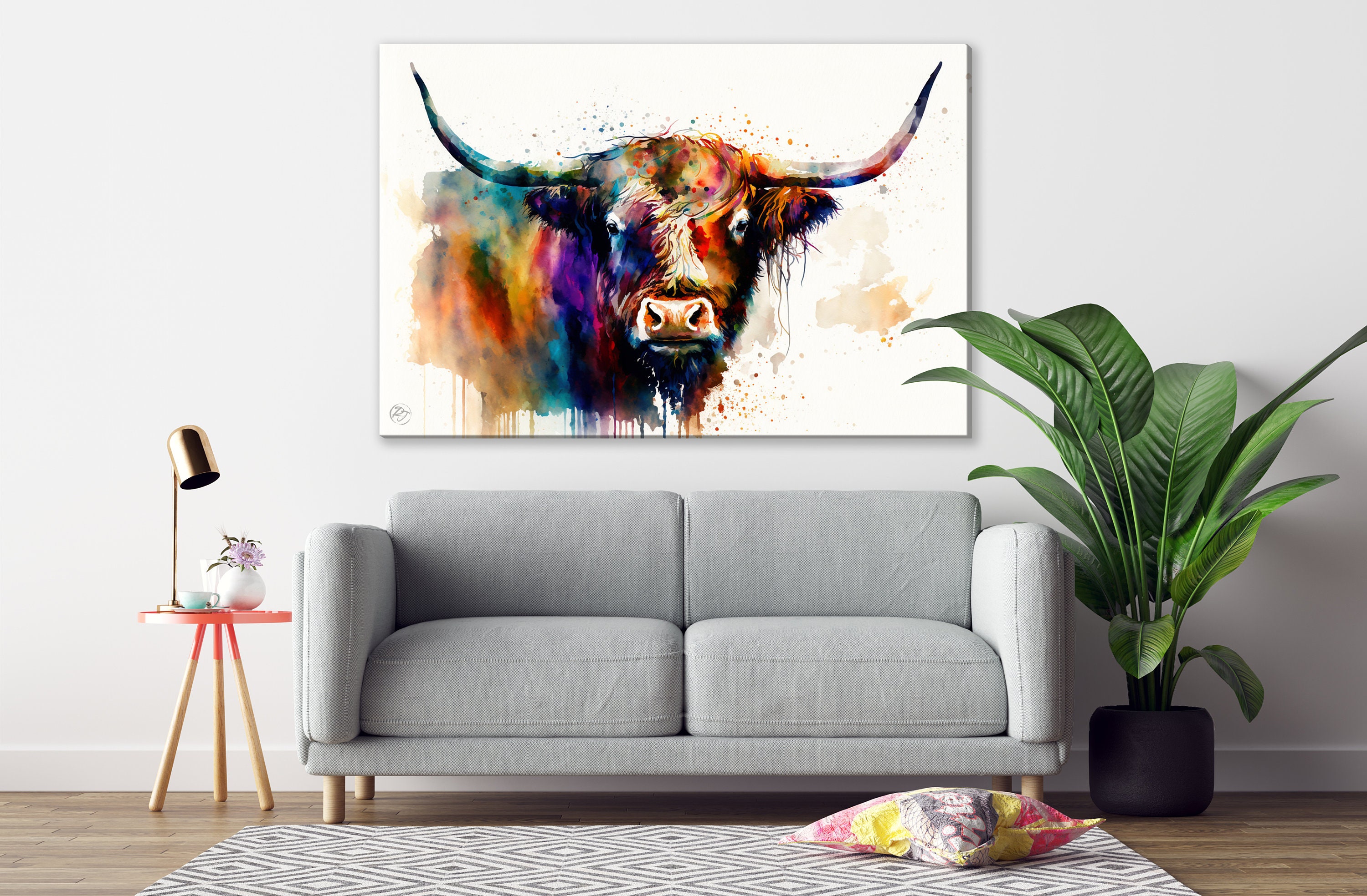 Highland Cow Portrait: Watercolor Highland Cattle Art Giclee - Etsy