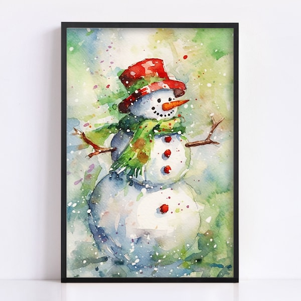 Snowman Watercolor - Etsy