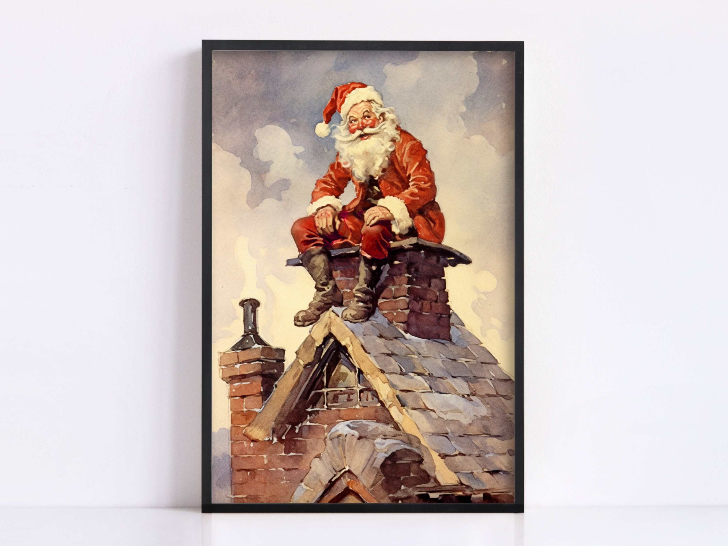 Norman Rockwell Style Santa Claus - Classic Christmas, Print on Canvas ...