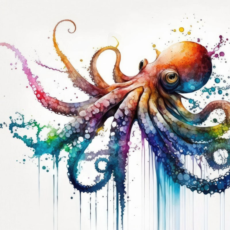 Octopus Watercolor - Etsy