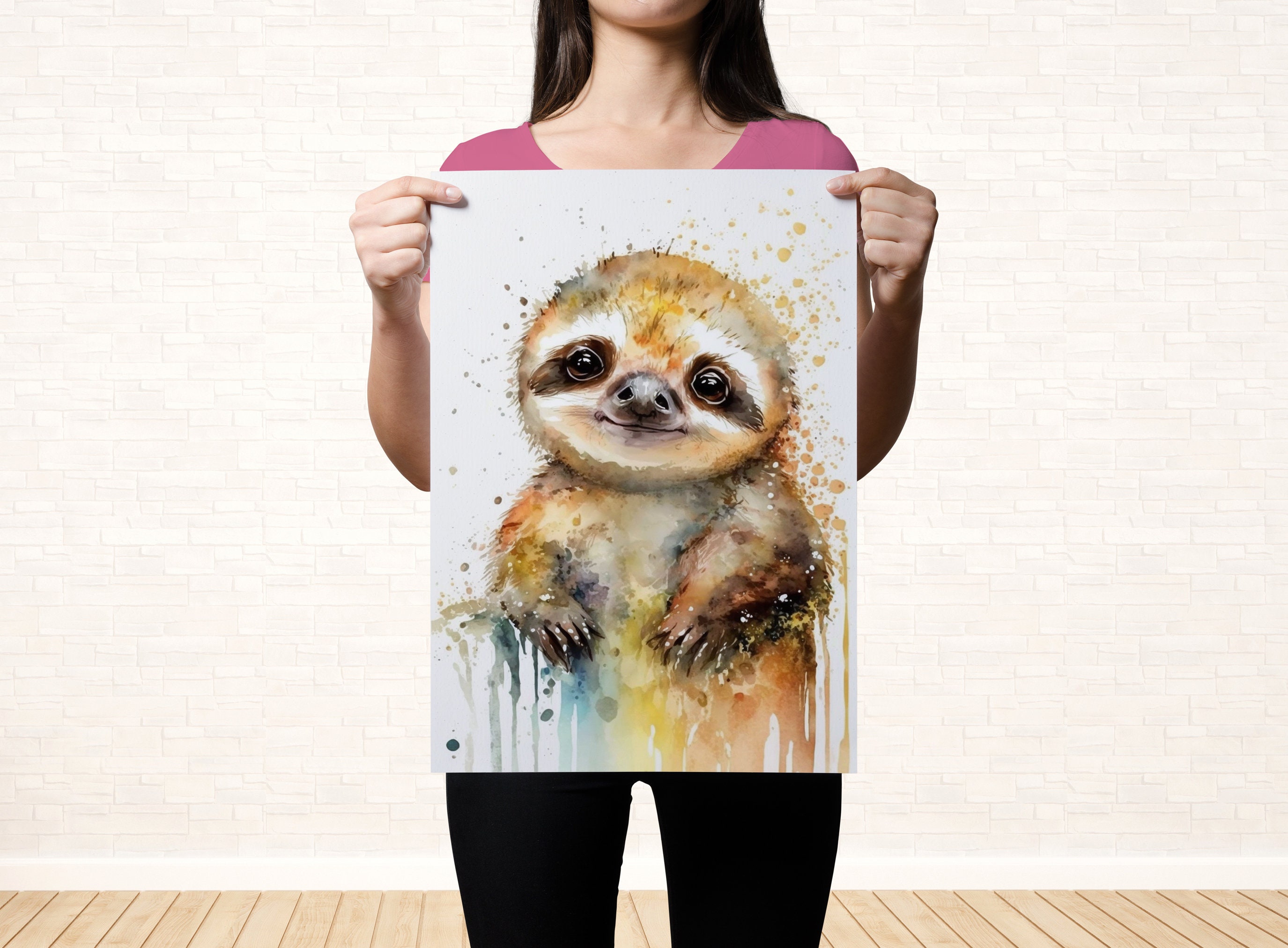 Wildlife Serenity: Sloth Watercolor Painting Giclee Print on - Etsy