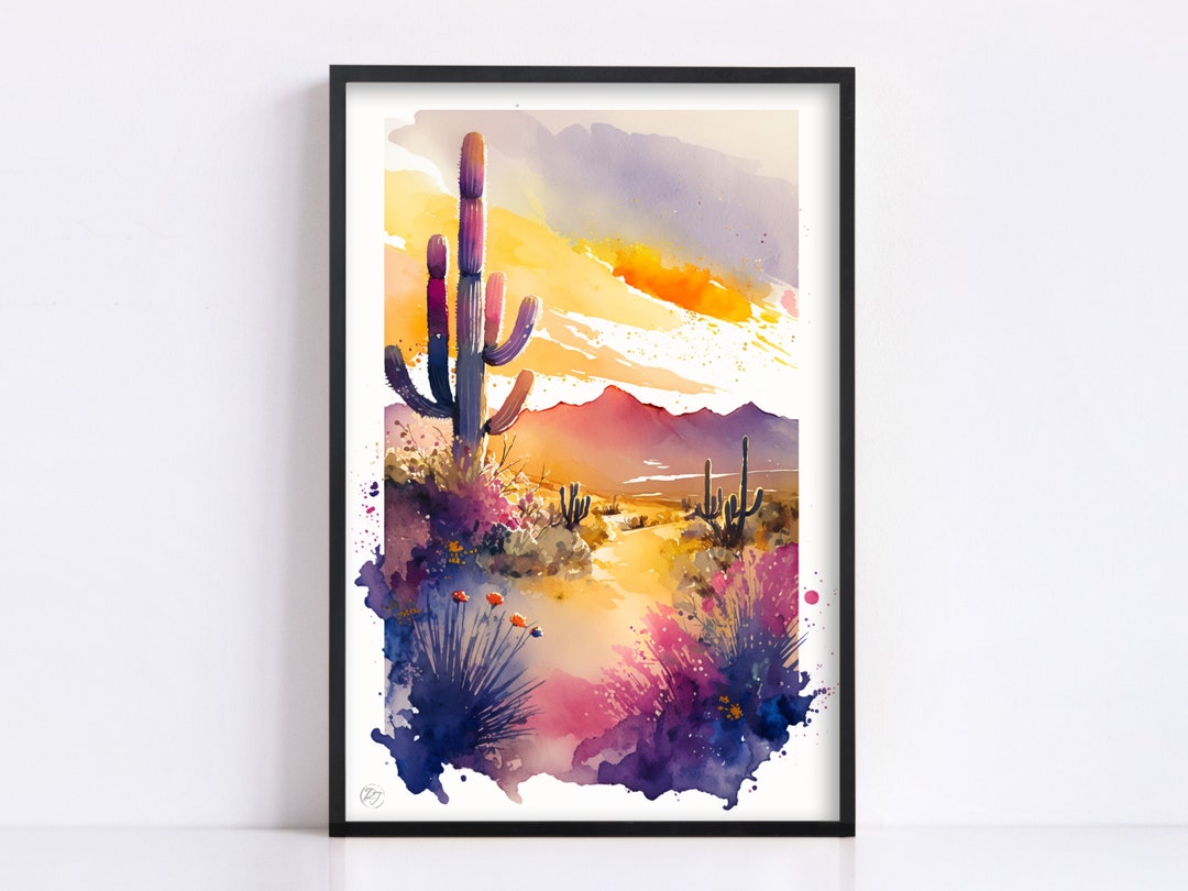 Desert Dreamscape: Watercolor Southwest Landscape Decor, Giclee Print ...