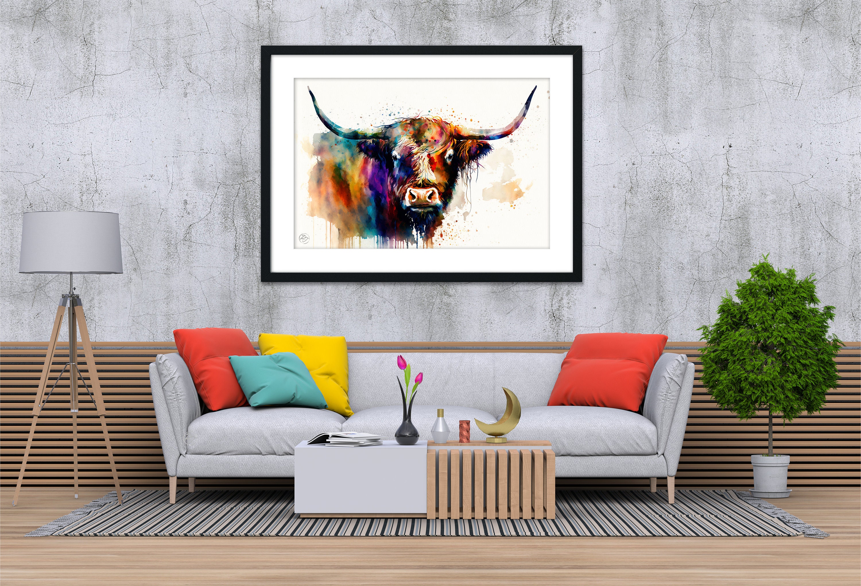 Highland Cow Portrait: Watercolor Highland Cattle Art Giclee - Etsy