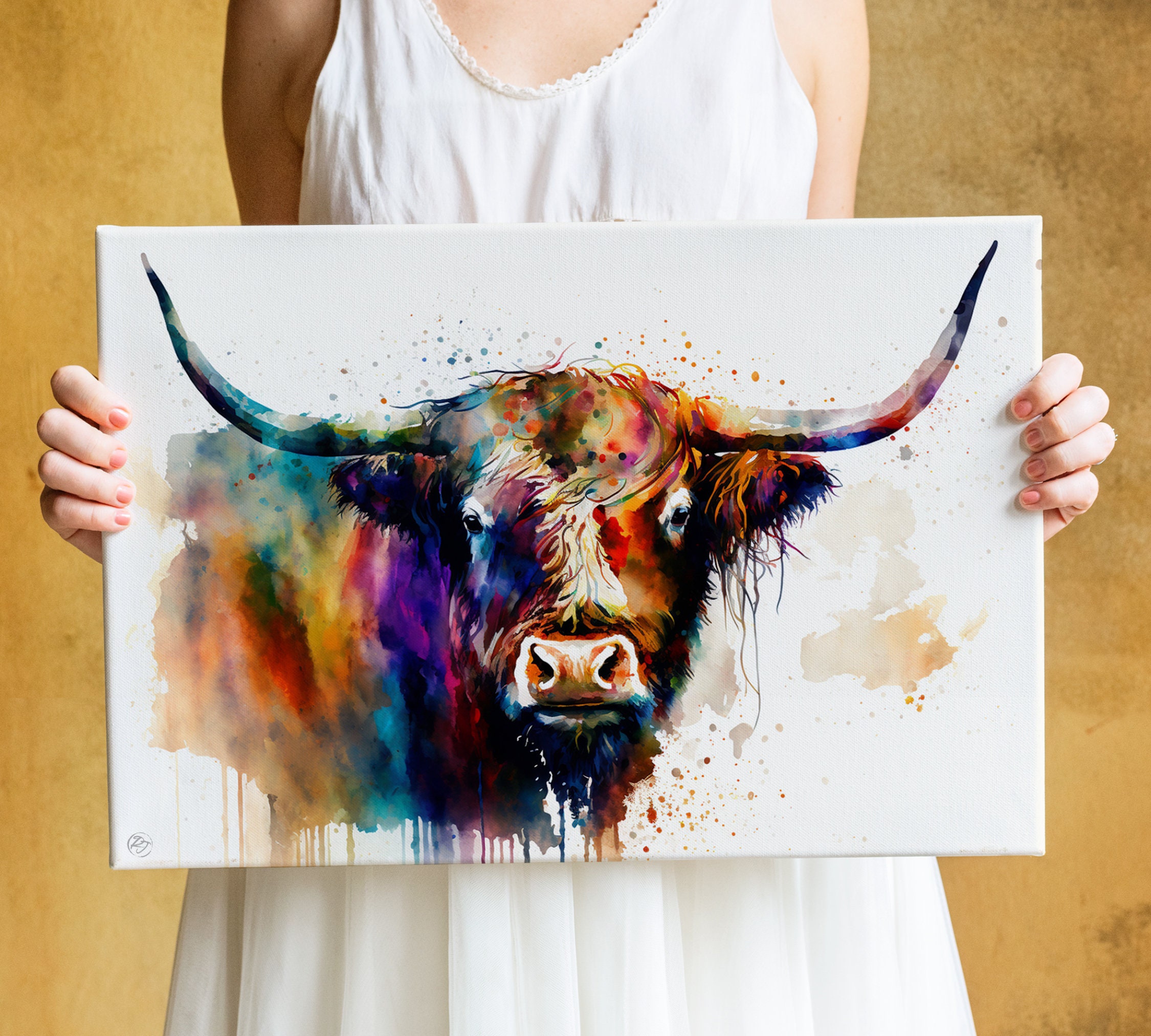 Highland Cow Portrait: Watercolor Highland Cattle Art Giclee - Etsy