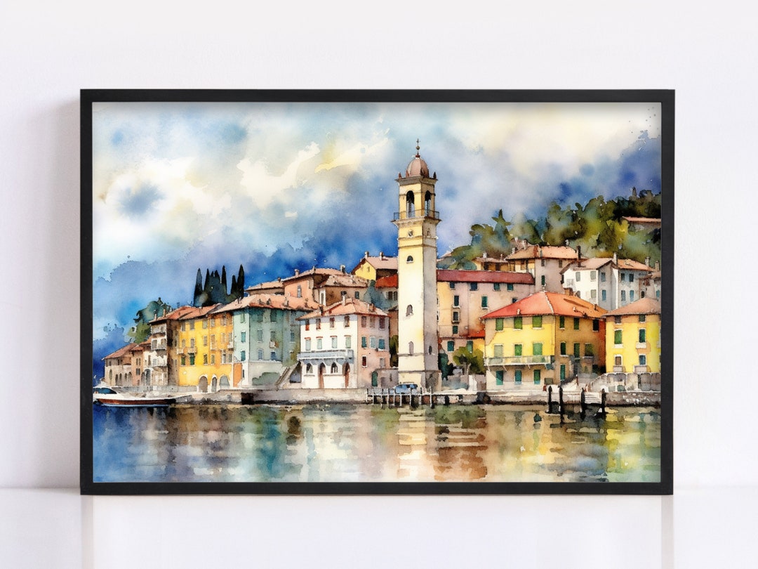 Tranquil Lake Cuomo Waters - Italian Landscape Print, Giclee Print on ...