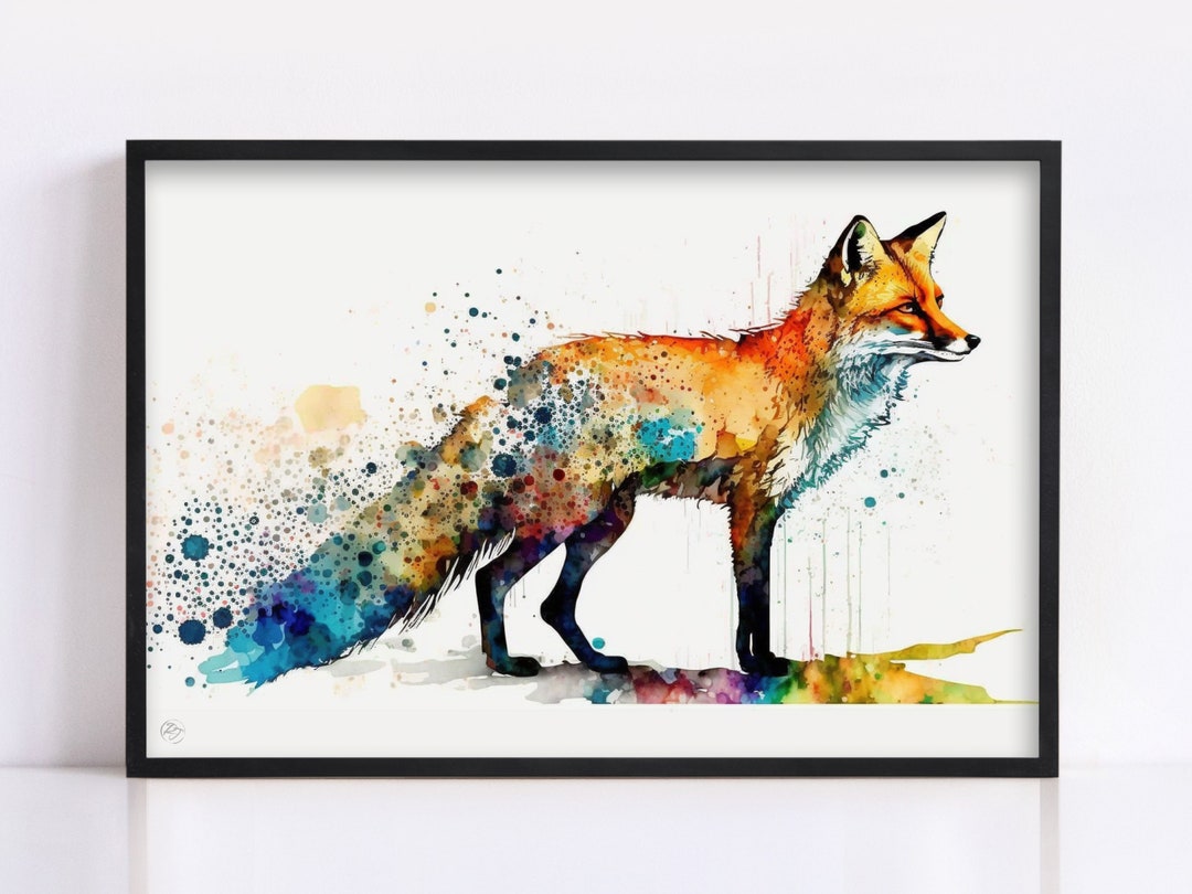 Wildlife Beauty: Fox Watercolor Painting, Giclee Print on Canvas ...