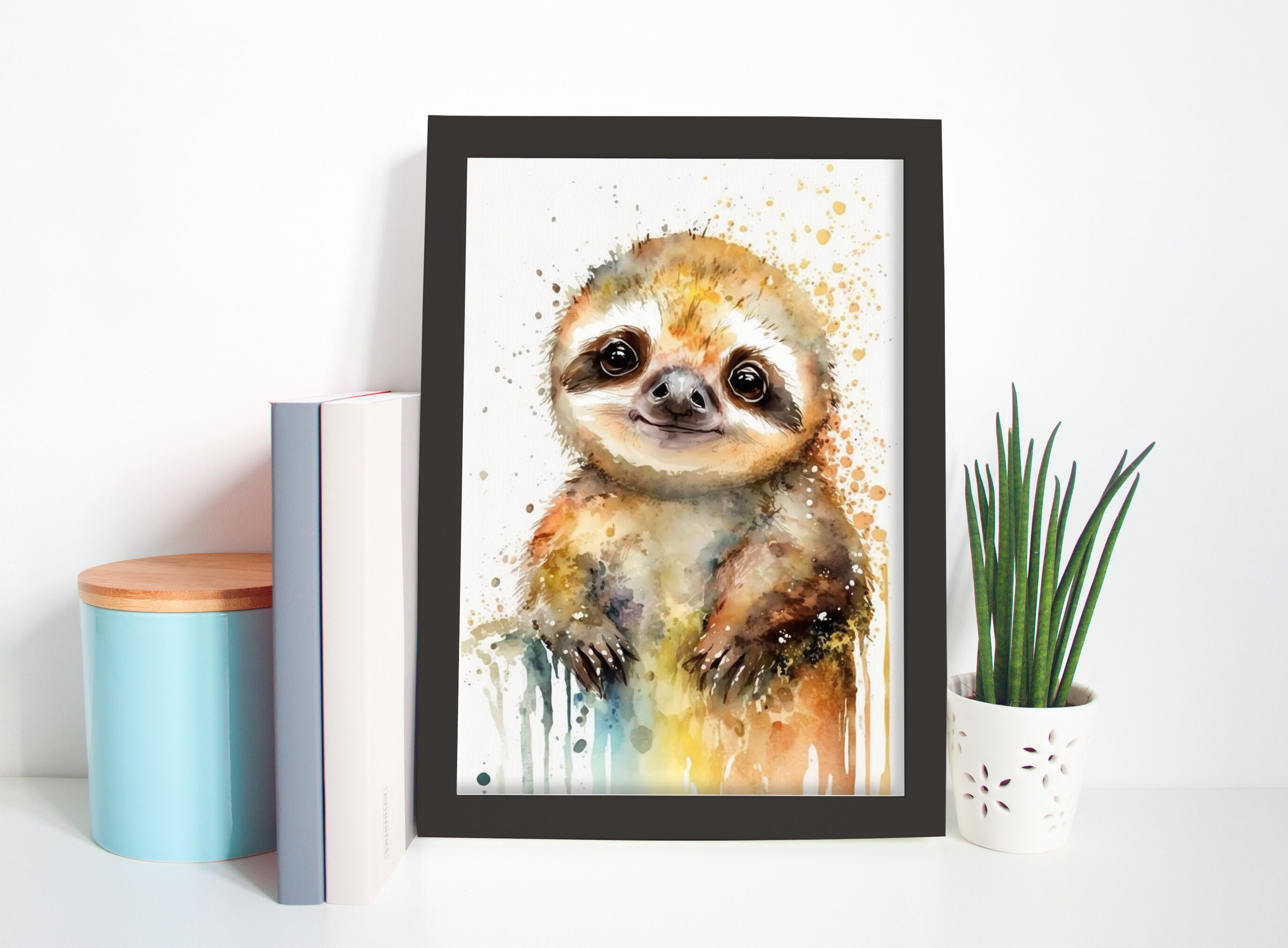 Wildlife Serenity: Sloth Watercolor Painting Giclee Print on - Etsy
