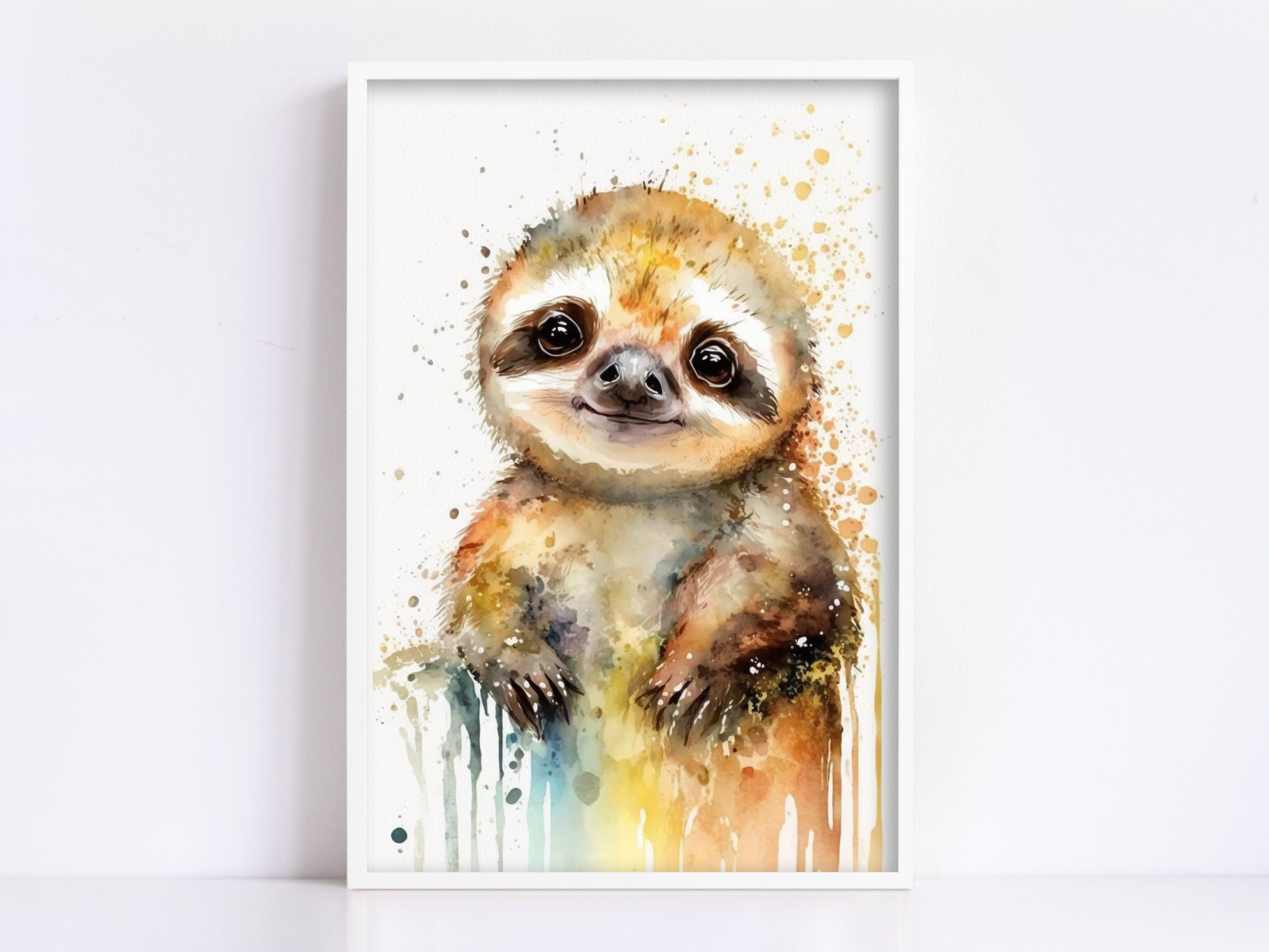 Wildlife Serenity: Sloth Watercolor Painting Giclee Print on - Etsy
