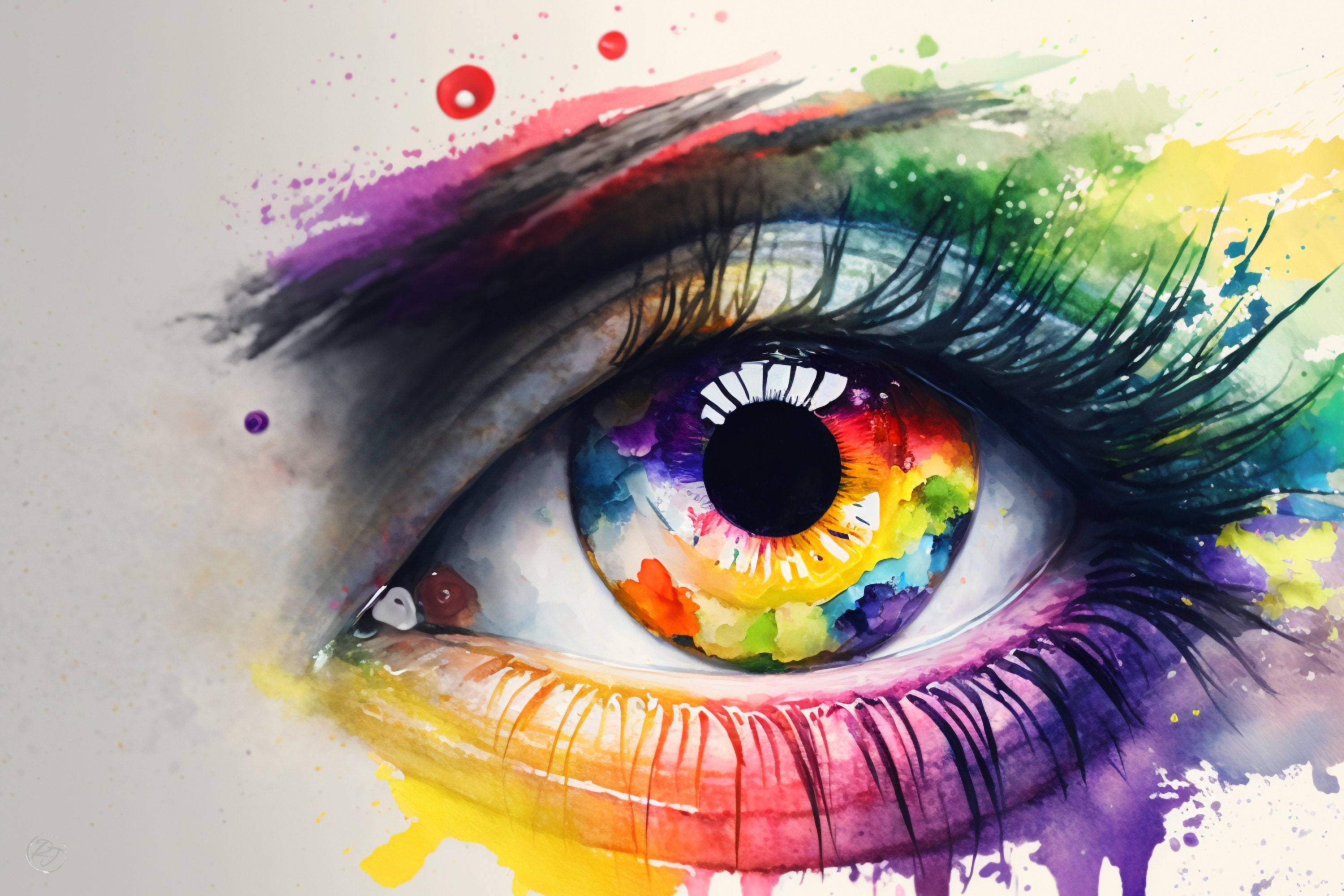 Surreal Eye: Watercolor Wall Art Print, Giclee Print on Canvas, Artist ...