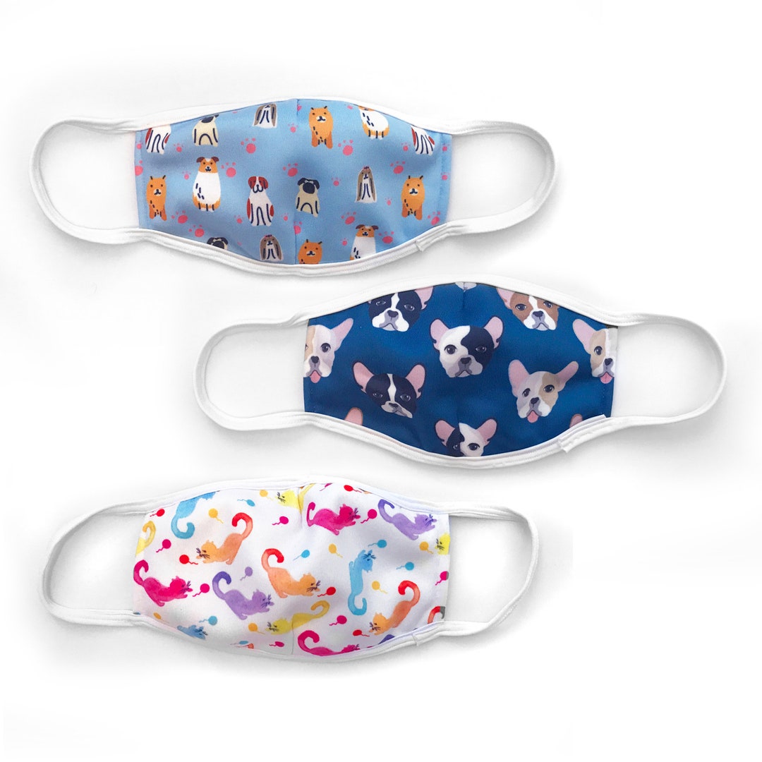 Pets Face Mask, Dogs and Cats Pattern, Washable, Frenchies - Etsy