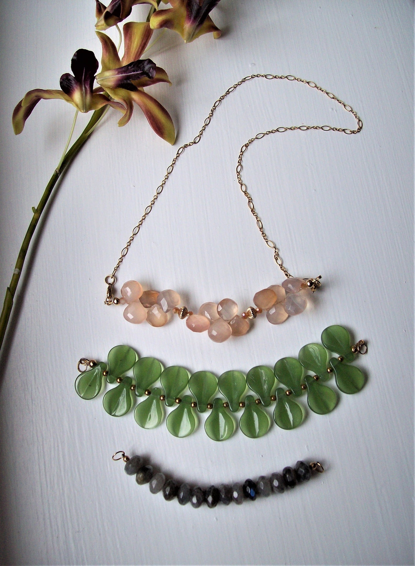 14K Gold Filled Interchangeable Necklace/3-in-1 Necklace/jade ...