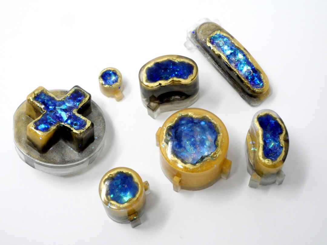 Gold and Lapis Geodes - Gamecube Button Set - Etsy