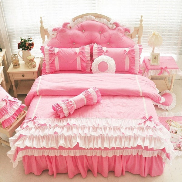 Pink Ruffle Bedding - Etsy