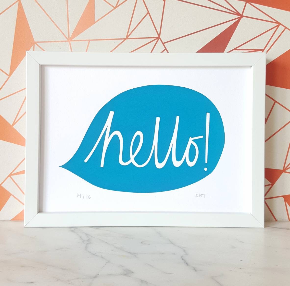 Hello Screen Print Typography Print Hello Poster - Etsy UK