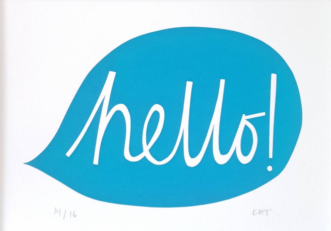Hello Screen Print Typography Print Hello Poster - Etsy UK