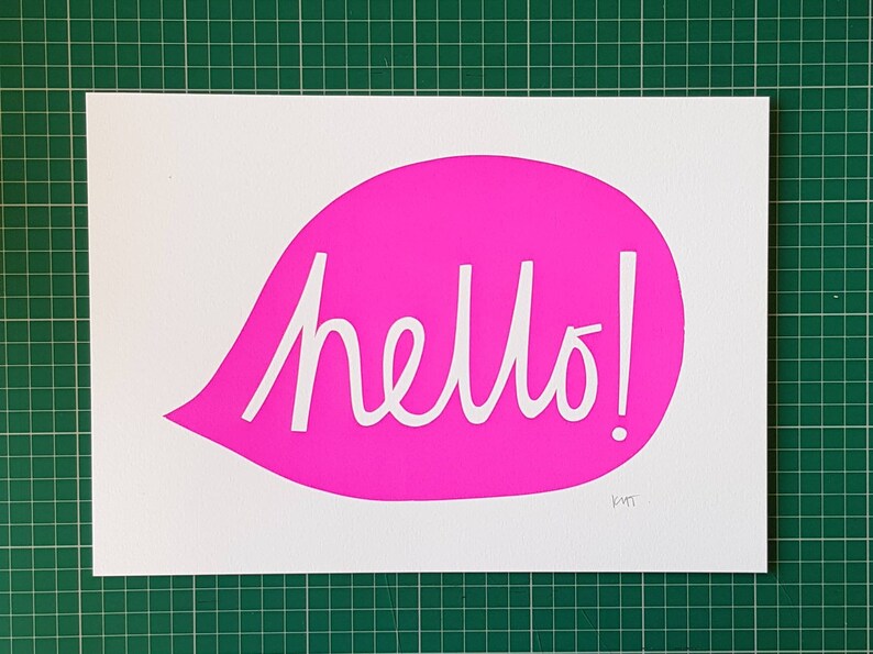 Hello Screen Print Typography Print Hello Poster - Etsy UK