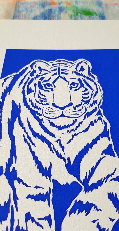 Tiger Screenprint Screenprinted Tiger From a Handmade - Etsy