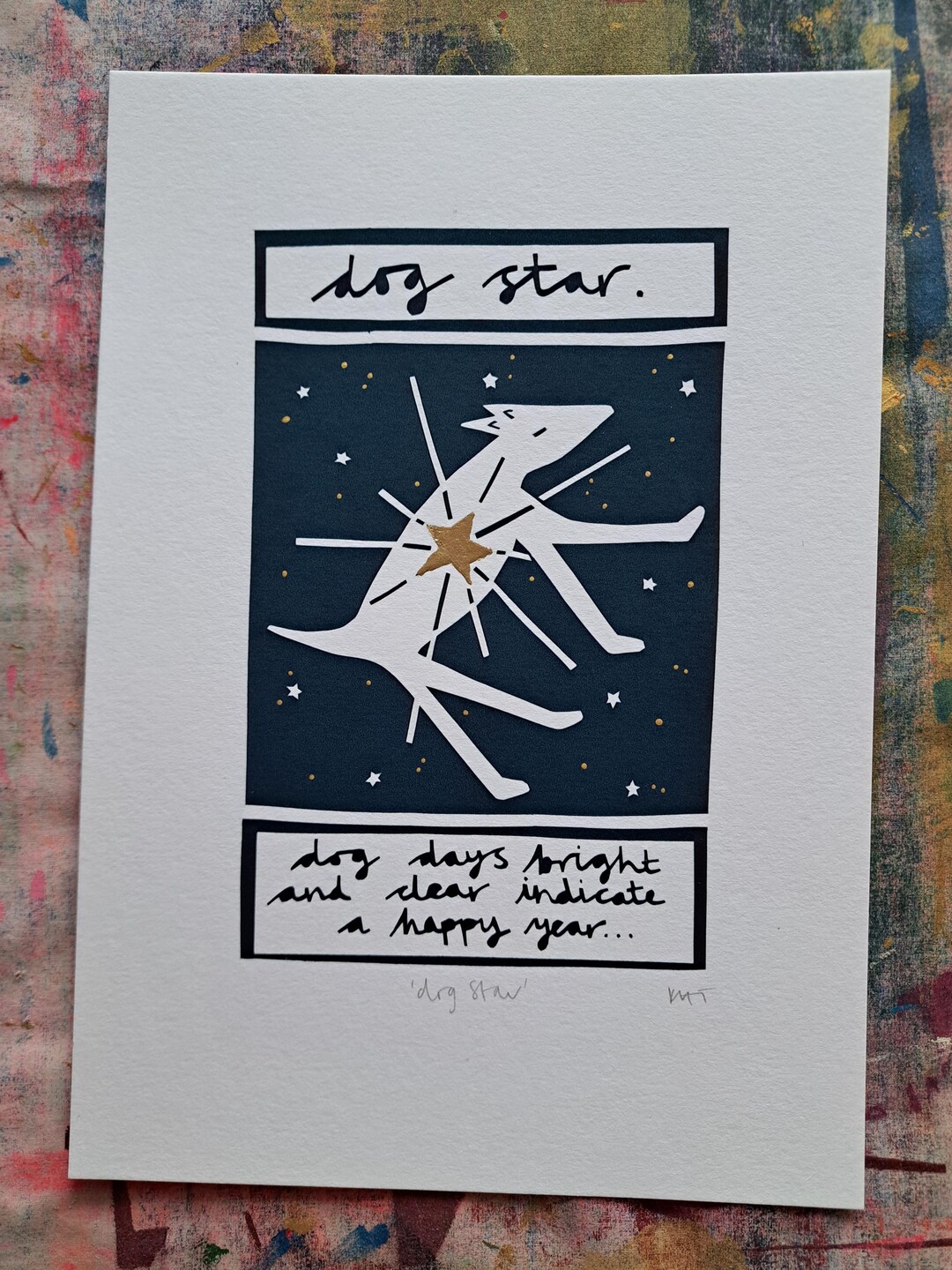 Venus and the Moon Screenprint - Night Sky Print - Starry Night Print ...