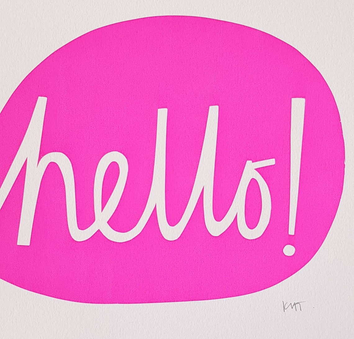 Hello Screen Print Typography Print Hello Poster - Etsy