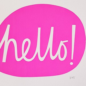 Hello Screen Print Typography Print Hello Poster Teenagers Bedroom Art ...