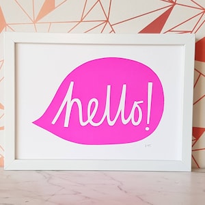 Hello Screen Print Typography Print Hello Poster - Etsy