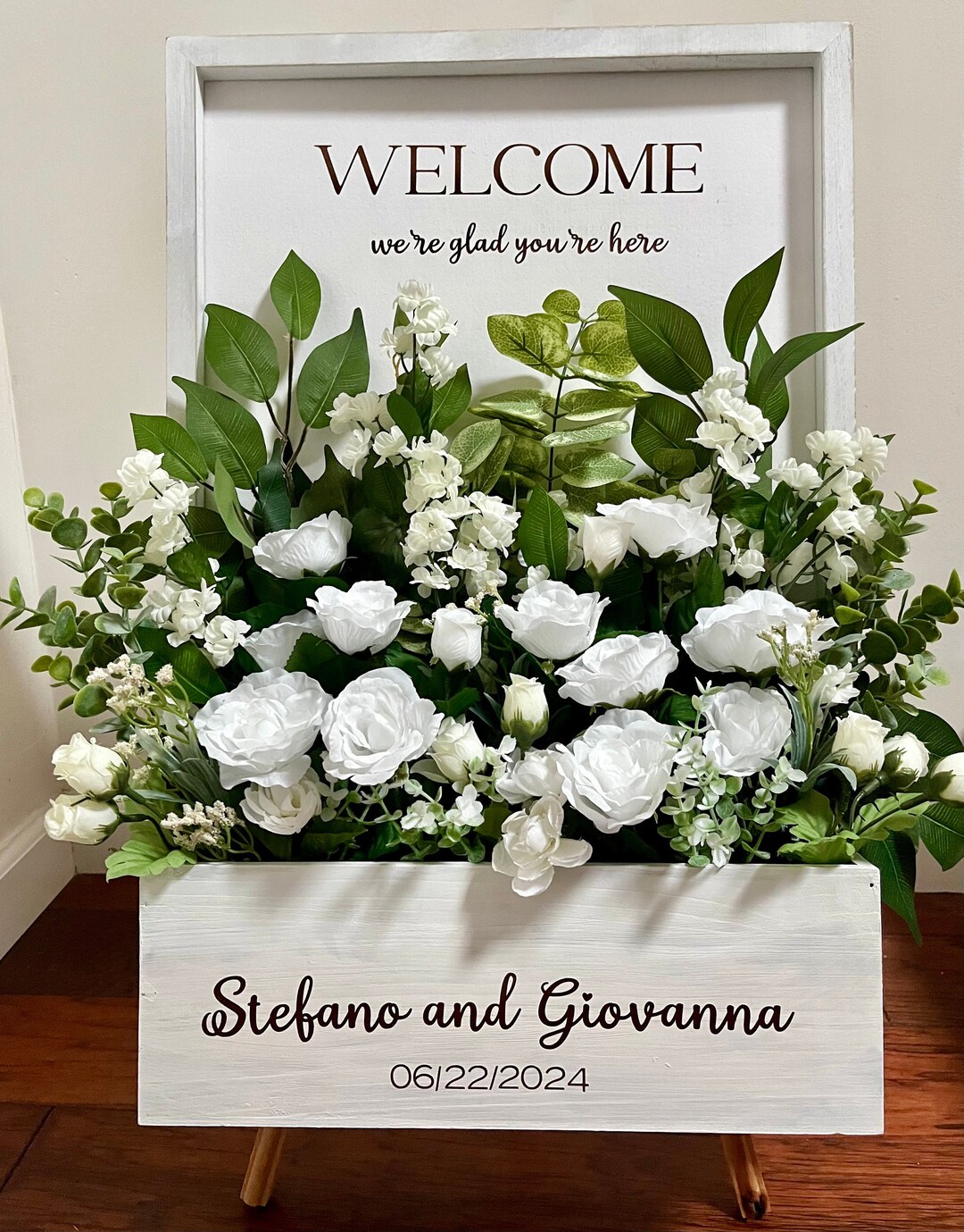 Flower Box Welcome Sign, Welcome Sign With Flower Box, Floral Box ...