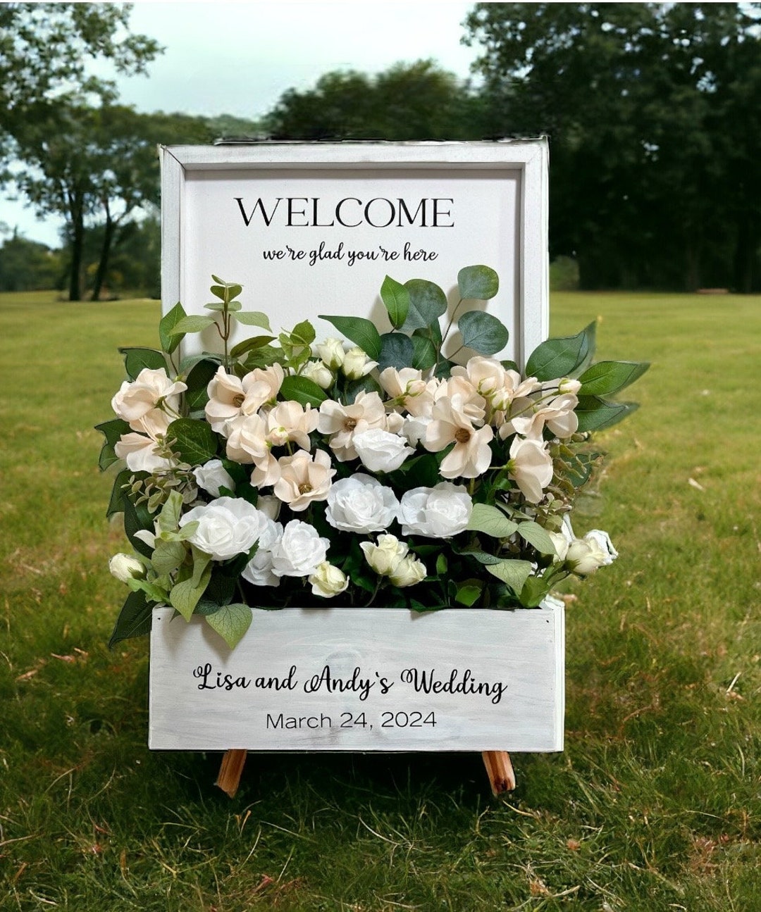 Flower Box Welcome Sign, Welcome Sign With Flower Box, Floral Box ...