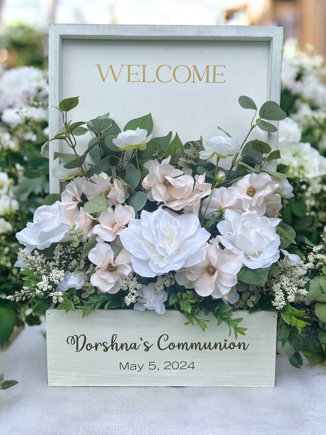 Custom Flower Box Welcome Sign, Baby Shower Welcome Sign With Flowers ...