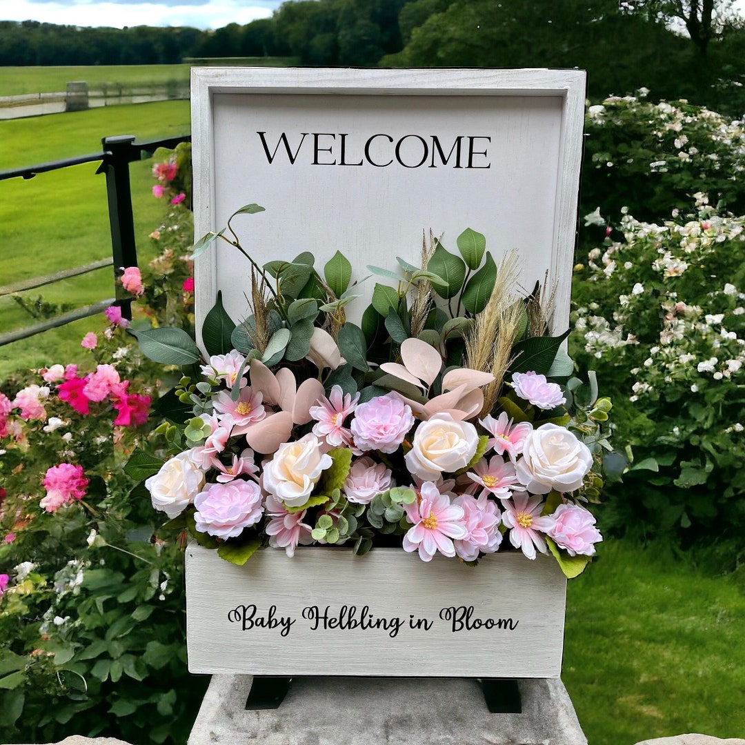 Flower Box Welcome Sign, Flower Box Sign, Welcome Sign Wedding Flower ...