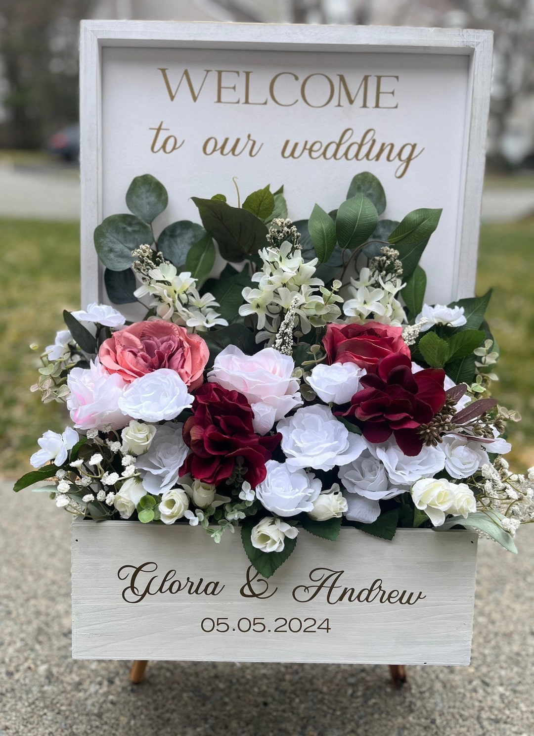 Floral Box Welcome Sign, Bloom Box, Flower Box Welcome Sign, Welcome ...