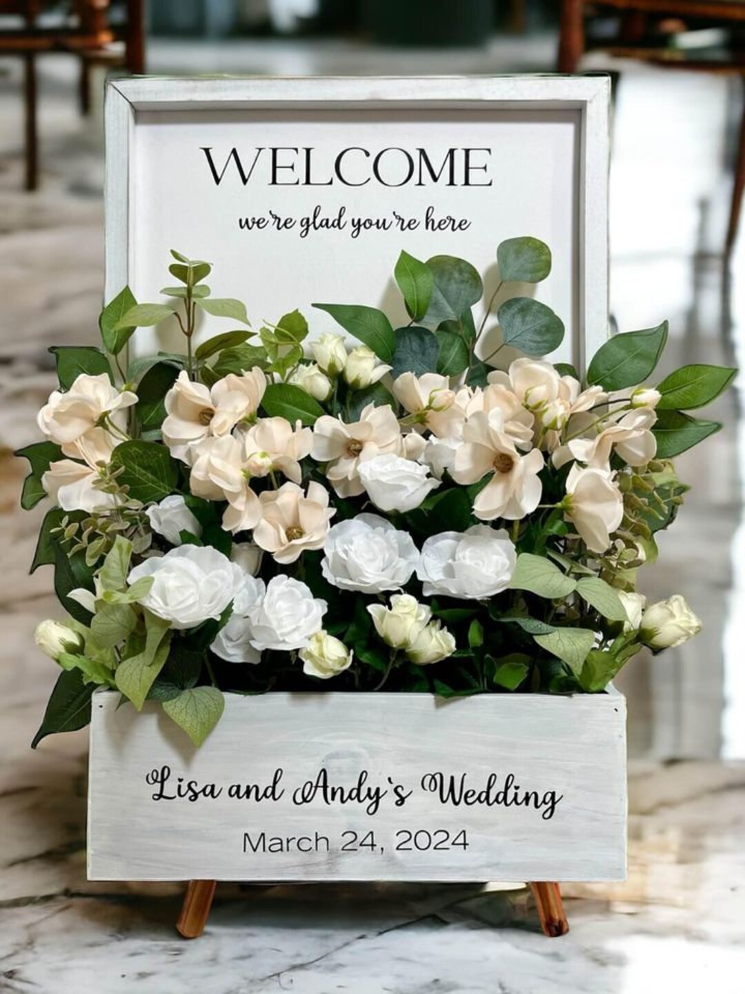 Flower Box Welcome Sign, Welcome Sign Wedding Flower Box, Floral Box ...