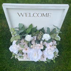 Custom Flower Box Welcome Sign, Baby Shower Welcome Sign With Flowers ...