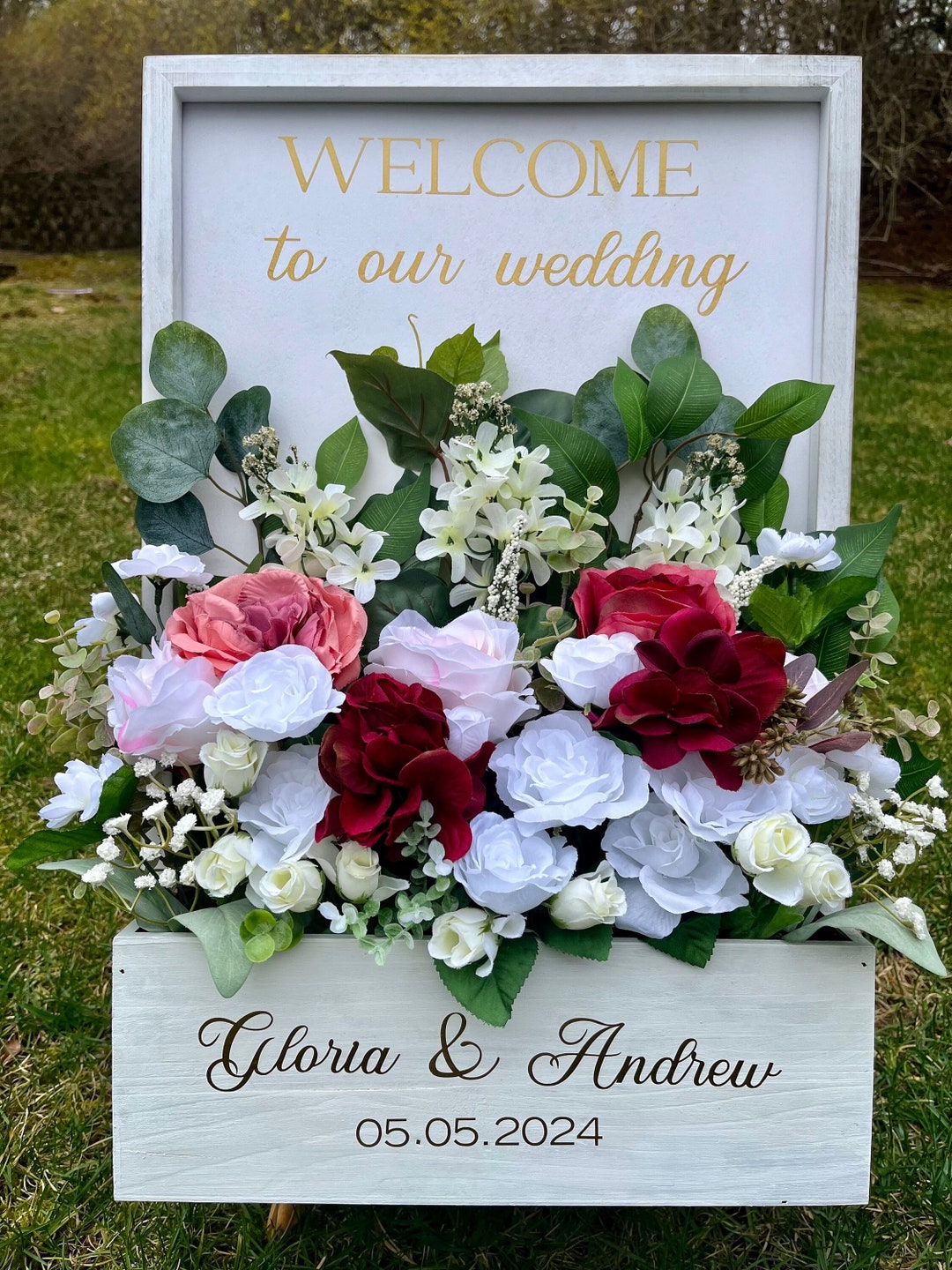 Personalized Wedding Welcome Box Sign, Flower Welcome Sign, Welcome ...