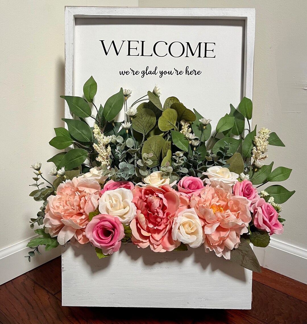 Floral Box Welcome Sign, Bloom Box, Flower Box Welcome Sign, Welcome ...