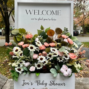 Flower Box Welcome Sign, Custom Flower Box Sign, Wood Sign With Flower ...