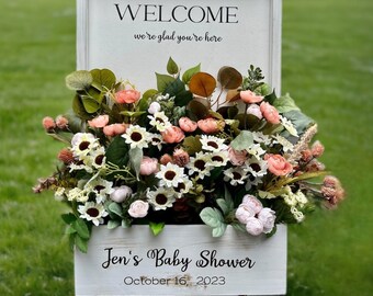 Personalized Flower Box Sign, Baby Shower Welcome Sign Flower Box ...