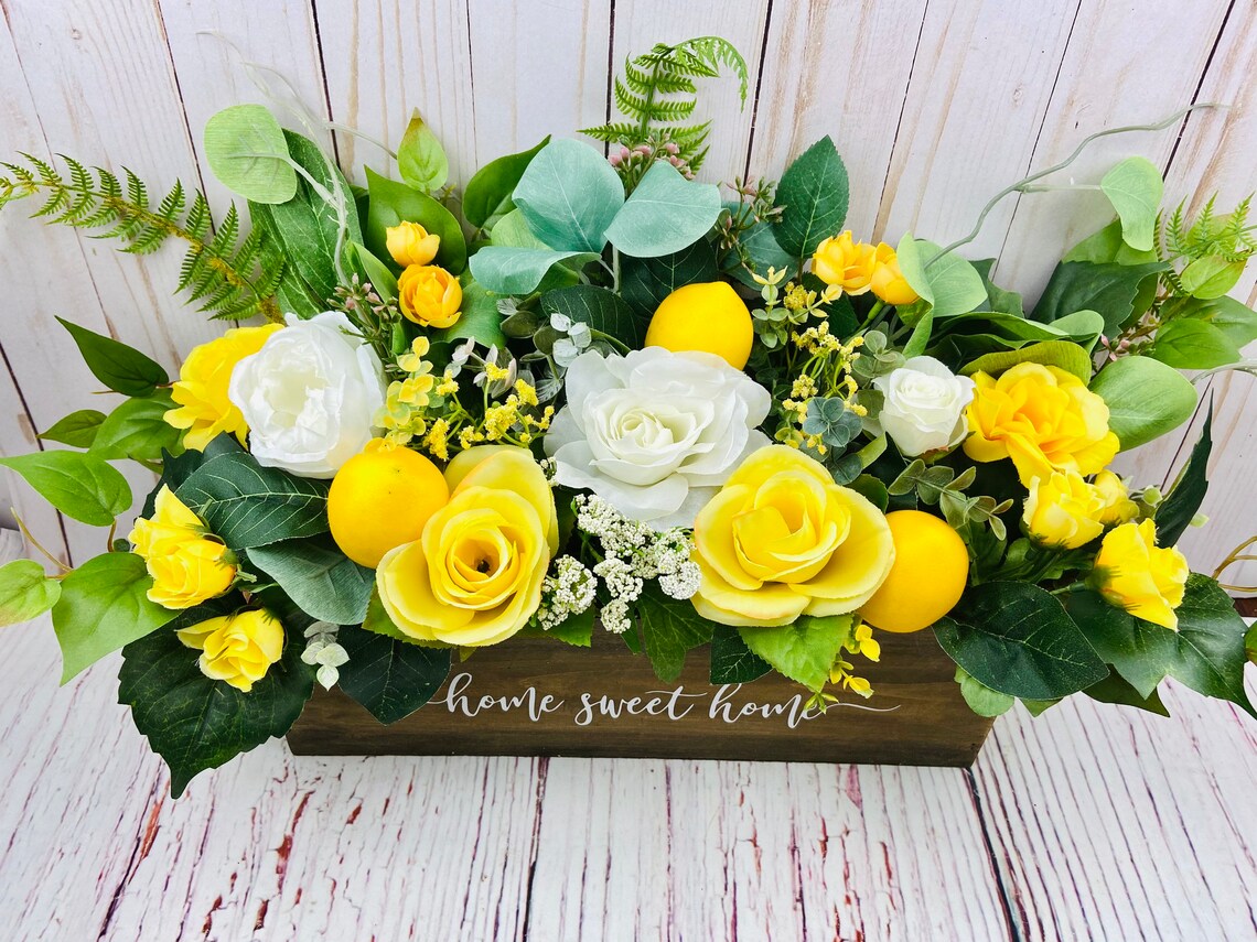 Lemon Floral Arrangement Lemon Housewarming Decor Lemon - Etsy