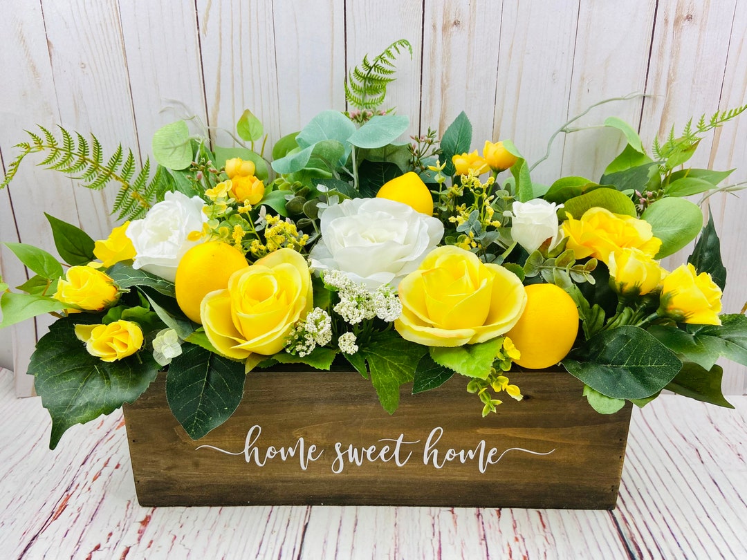Lemon Floral Arrangement, Lemon Housewarming Decor, Lemon Housewarming ...