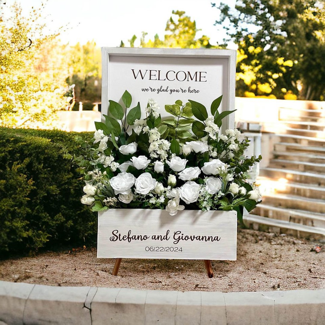 Flower Box Welcome Sign, Welcome Sign With Flower Box, Floral Box ...