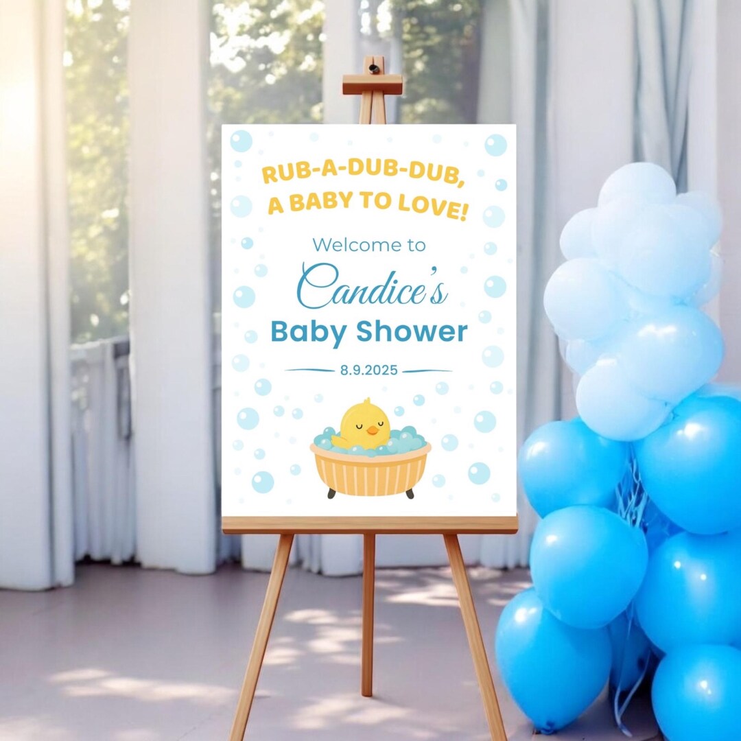 Rubber Duck Baby Shower Sign, Baby Shower Welcome Sign, Rubber Duck ...