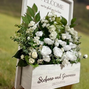 Flower Box Welcome Sign, Welcome Sign With Flower Box, Floral Box ...