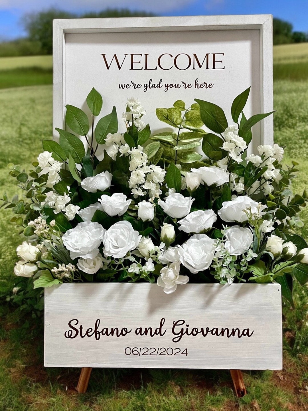 Flower Box Welcome Sign, Welcome Sign With Flower Box, Floral Box ...