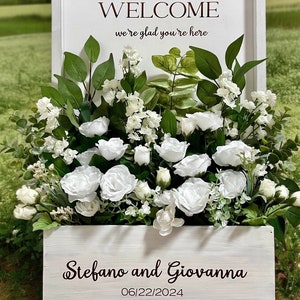Flower Box Welcome Sign, Welcome Sign With Flower Box, Floral Box ...