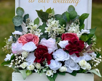 Flower Box Welcome Sign, Welcome Sign With Flower Box, Floral Box ...