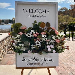 Flower Box Welcome Sign, Custom Flower Box Sign, Wood Sign With Flower ...