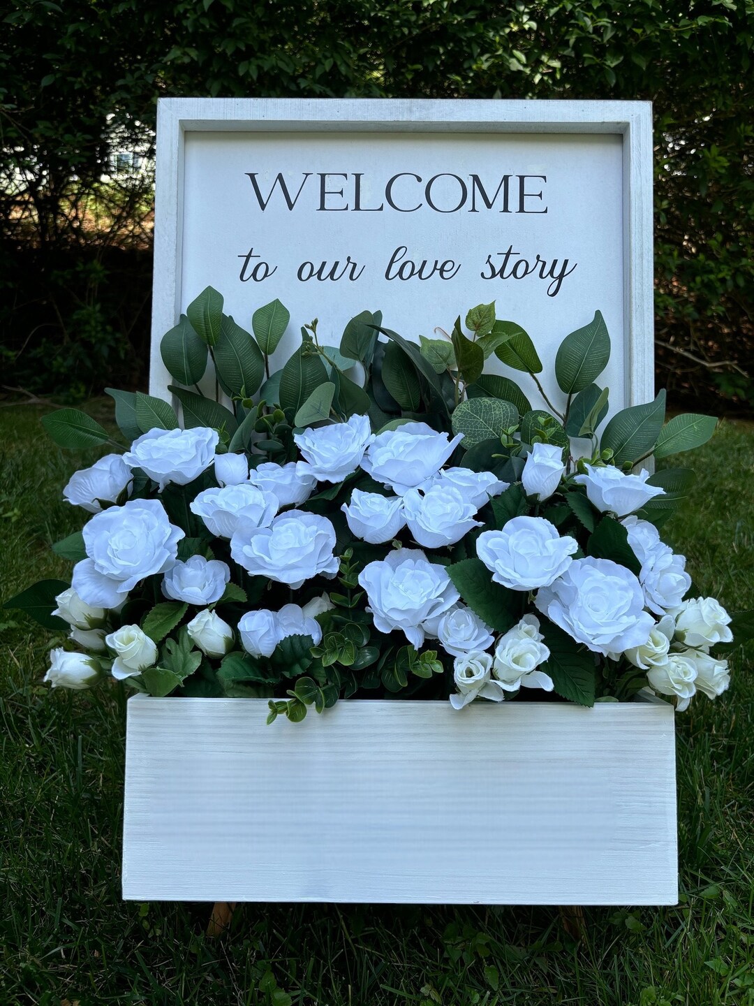 Flower Box Welcome Sign, Flower Box Sign, Welcome Sign Wedding Flower ...